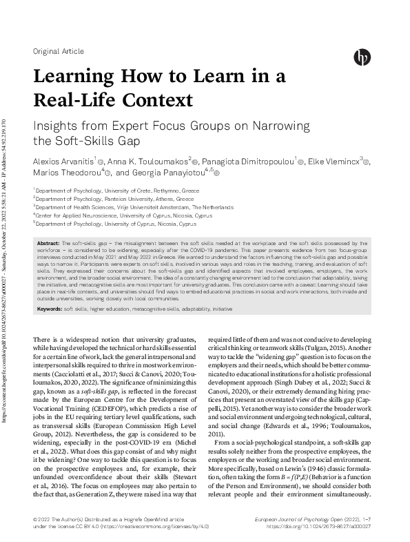 (PDF) Learning How to Learn in a Real-Life Context