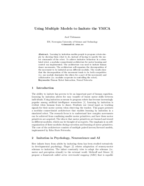 (PDF) Using Multiple Models to Imitate the YMCA