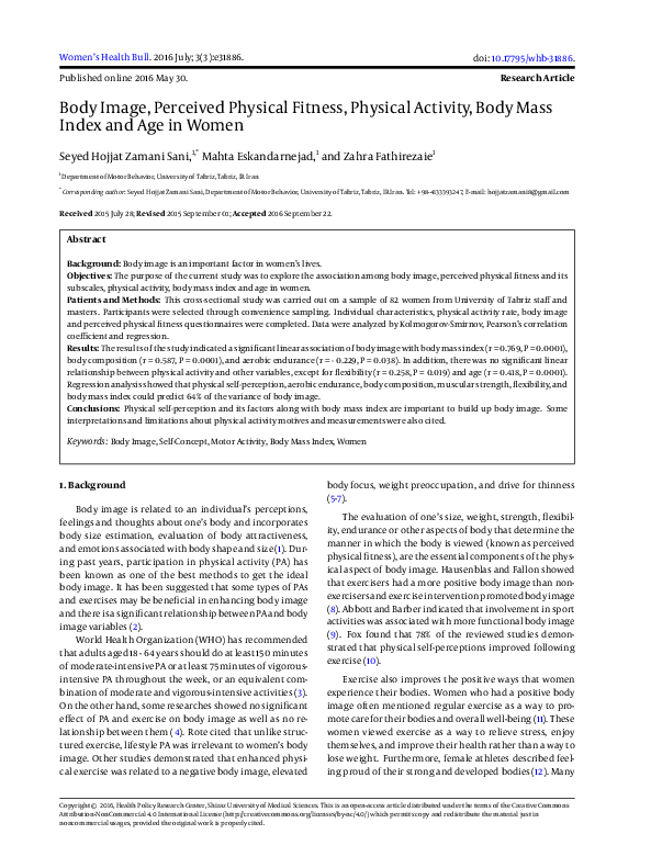 (PDF) Body Image, Perceived Physical Fitness, Physical Activity, Body ...