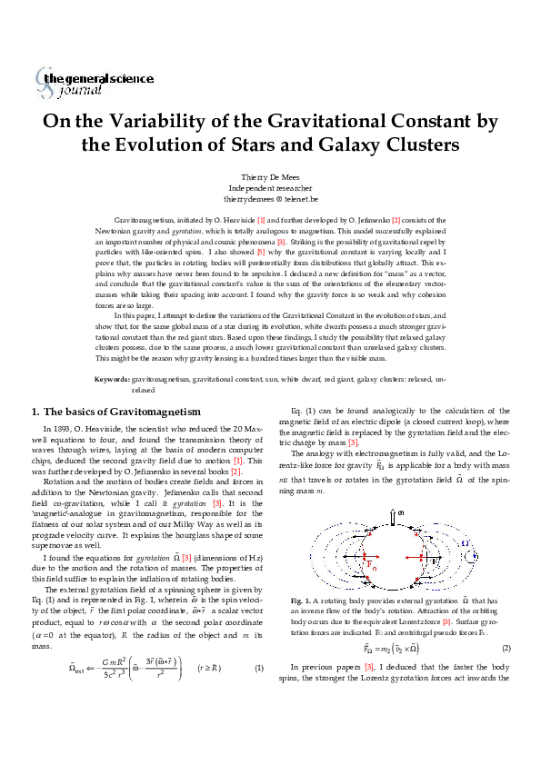 (PDF) On the Variability of the Gravitational Constant by the Evolution ...