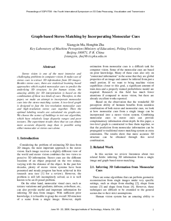 Pdf Graph Based Stereo Matching By Incorporating Monocular Cues Xiangyin Ma