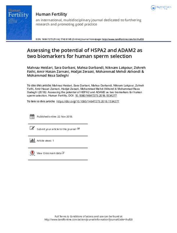 (PDF) Assessing the potential of HSPA2 and ADAM2 as two biomarkers for ...