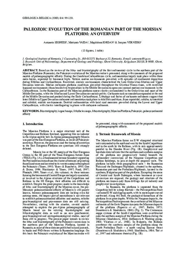 (PDF) Paleozoic evolution of the Romanian part of the Moesian platform ...