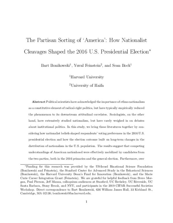 (PDF) The Partisan Sorting of "America": How Nationalist Cleavages ...
