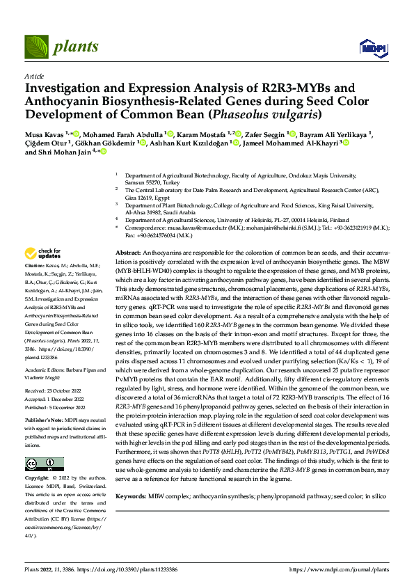 (PDF) Investigation and Expression Analysis of R2R3-MYBs and Anthocyanin Biosynthesis-Related ...