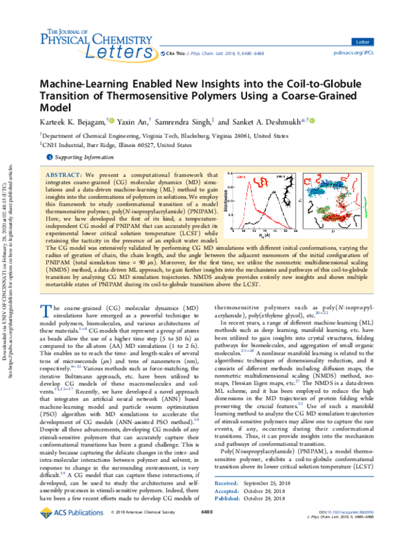 (PDF) Machine-Learning Enabled New Insights into the Coil-to-Globule Transition of ...