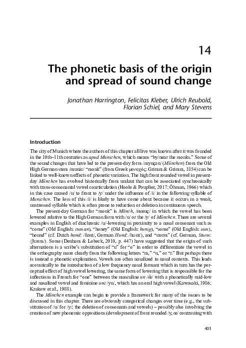 (PDF) The phonetic basis of the origin and spread of sound change