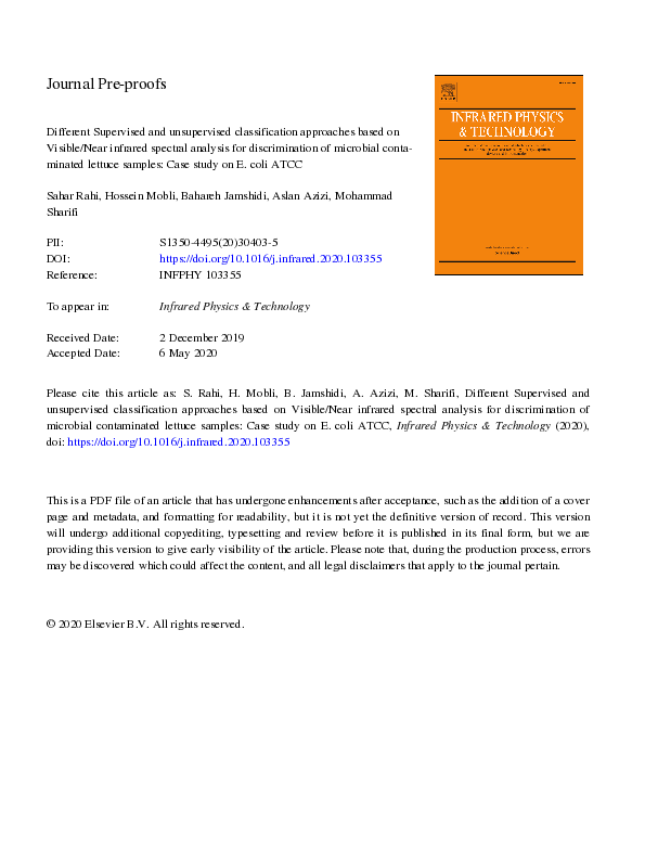 Pdf Different Supervised And Unsupervised Classification Approaches Based On Visiblenear