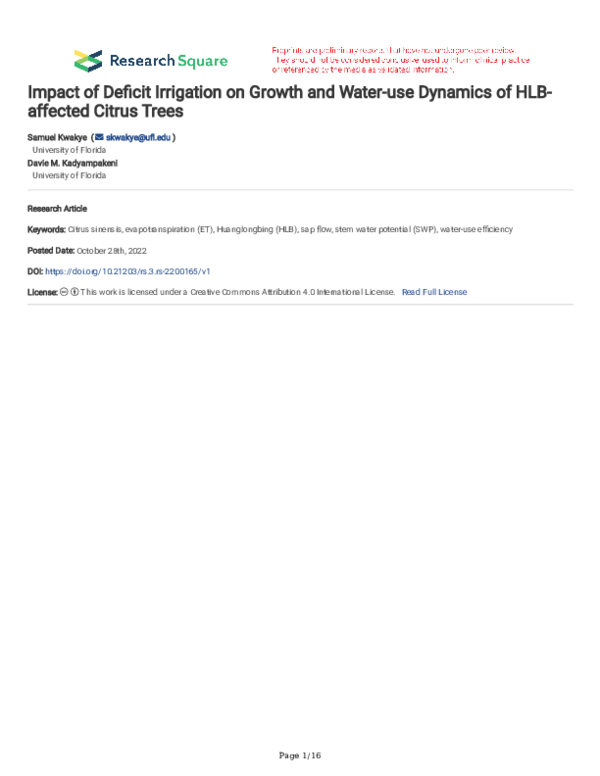 (PDF) Impact of Deficit Irrigation on Growth and Water-use Dynamics of ...
