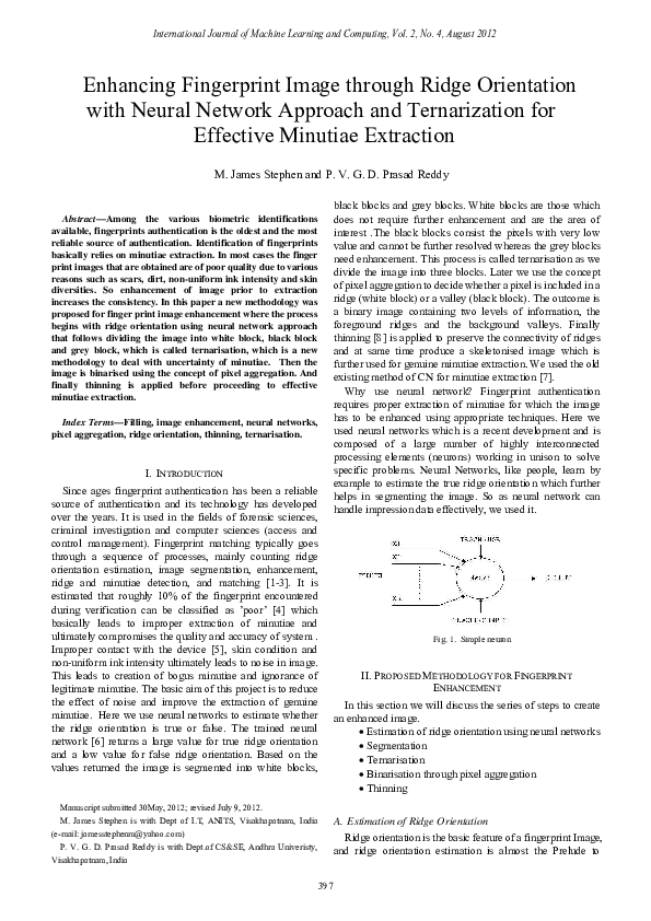 (PDF) Enhancing Fingerprint Image through Ridge Orientation with Neural Network Approach and ...