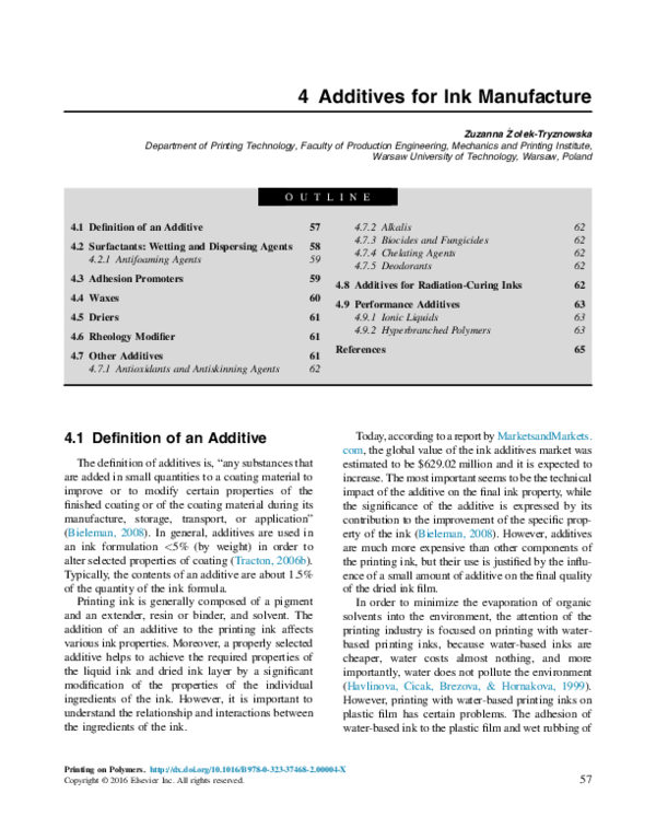 (PDF) Additives for Ink Manufacture