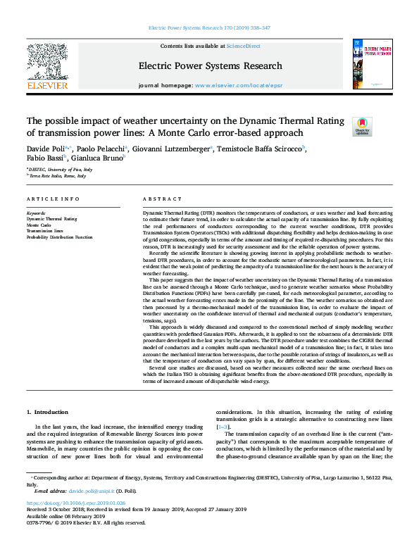 (PDF) The possible impact of weather uncertainty on the Dynamic Thermal Rating of transmission ...