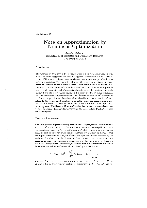 (PDF) Note on approximation by nonlinear optimization