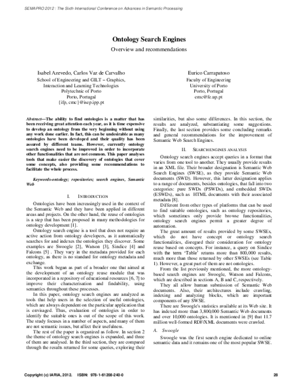 (PDF) Ontology Search Engines Overview and recommendations