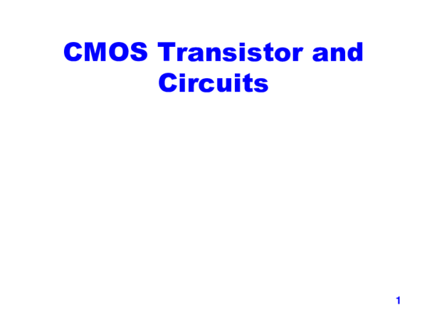 (PDF) CMOS Transistor and Circuits | Nguyen Quang Vinh - Academia.edu