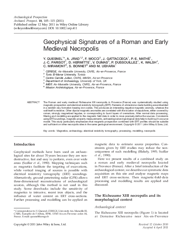 Geophysical Signatures of a Roman and Early Medieval Necropolis