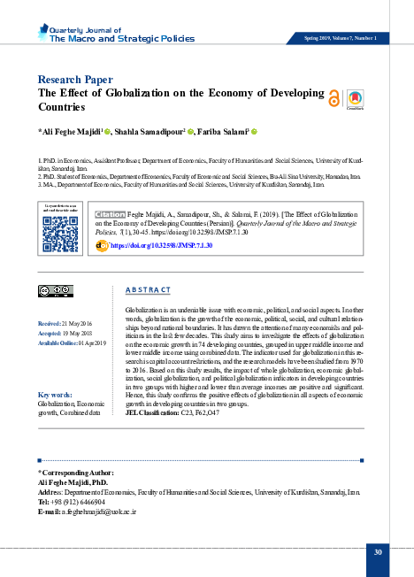 (PDF) The effects of globalization on the economy of developing countries