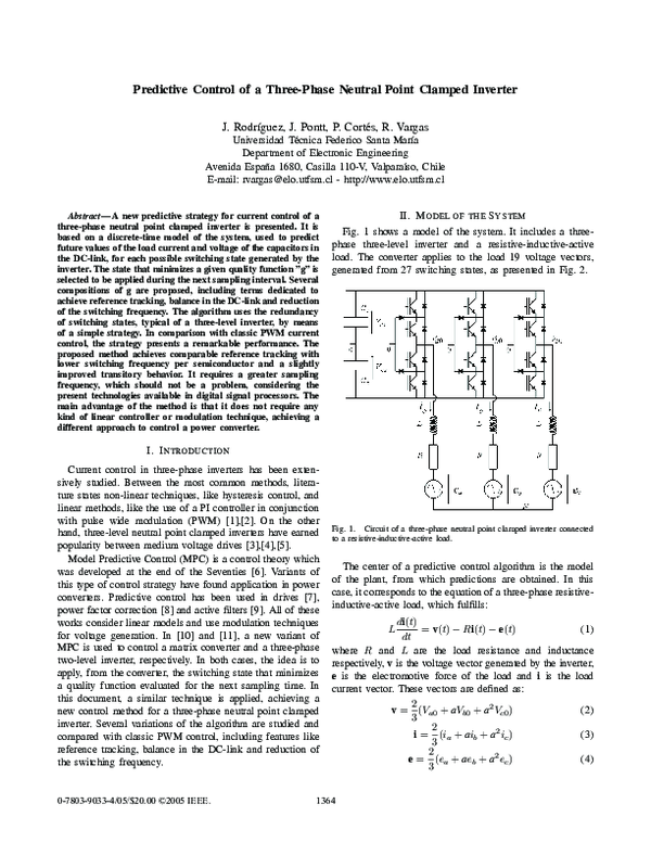 (PDF) Predictive Control of a Three-Phase Neutral-Point-Clamped Inverter