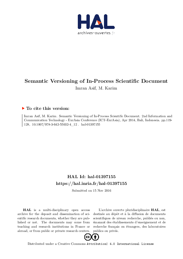(PDF) Semantic Versioning of In-Process Scientific Document