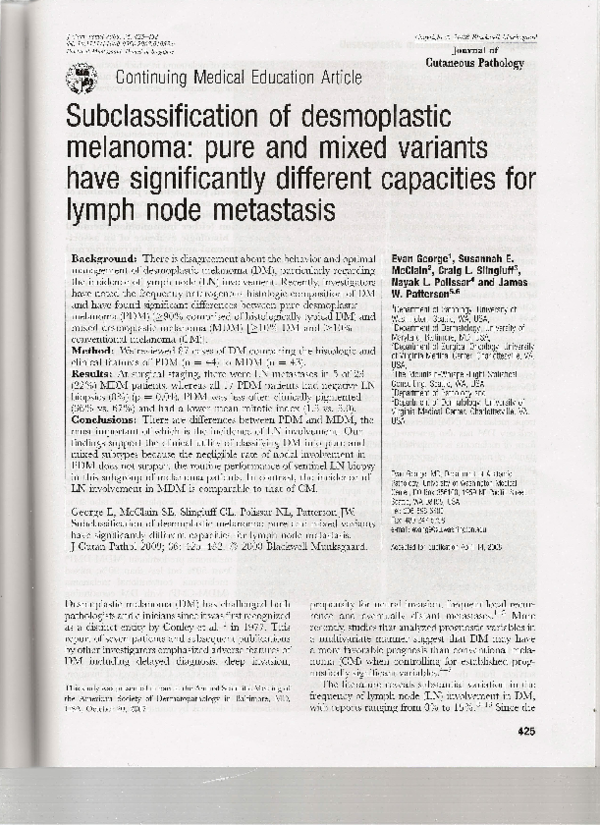 (PDF) Subclassification of desmoplastic melanoma: pure and mixed ...