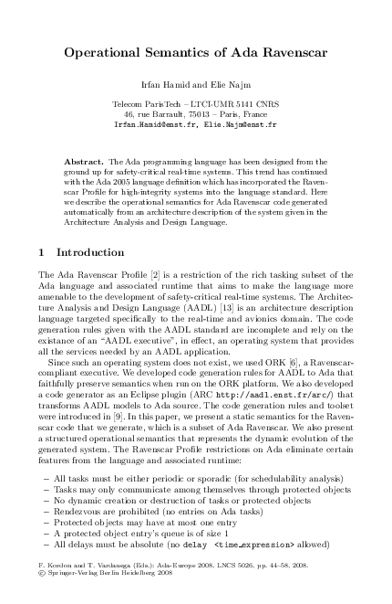 (PDF) Operational Semantics of Ada Ravenscar