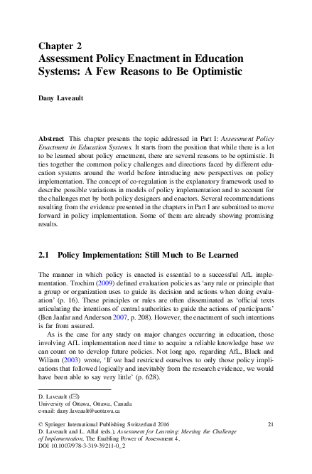 (PDF) Assessment Policy Enactment in Education Systems: A Few Reasons ...