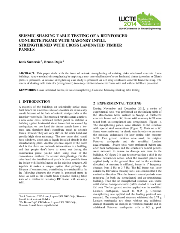 (PDF) Seismic Shaking Table Testing of a Reinforced Concrete Frame with ...