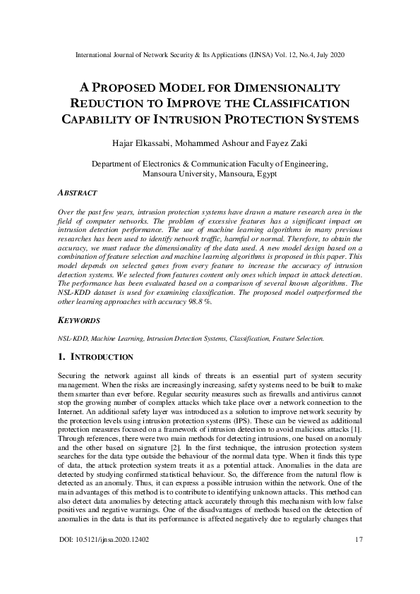 (PDF) A Proposed Model for Dimensionality Reduction to Improve the Classification Capability of ...
