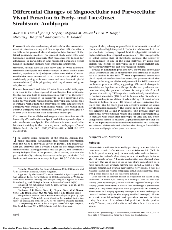 (PDF) Differential Changes of Magnocellular and Parvocellular Visual ...