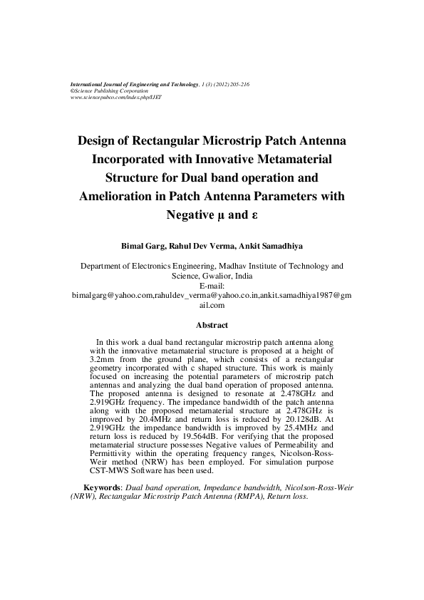 (PDF) Dual-Band Microstrip Antenna with Metamaterials