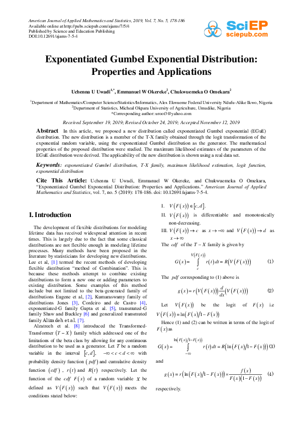 (PDF) EGuE Distribution: Properties and Applications