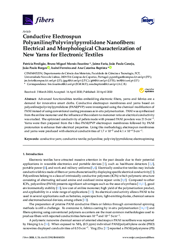 (PDF) Conductive Electrospun Polyaniline/Polyvinylpyrrolidone Nanofibers: Electrical and ...