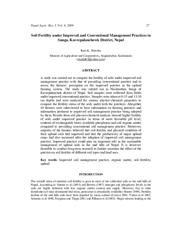(PDF) Soil Fertility under Improved and Conventional Management Practices in Sanga ...