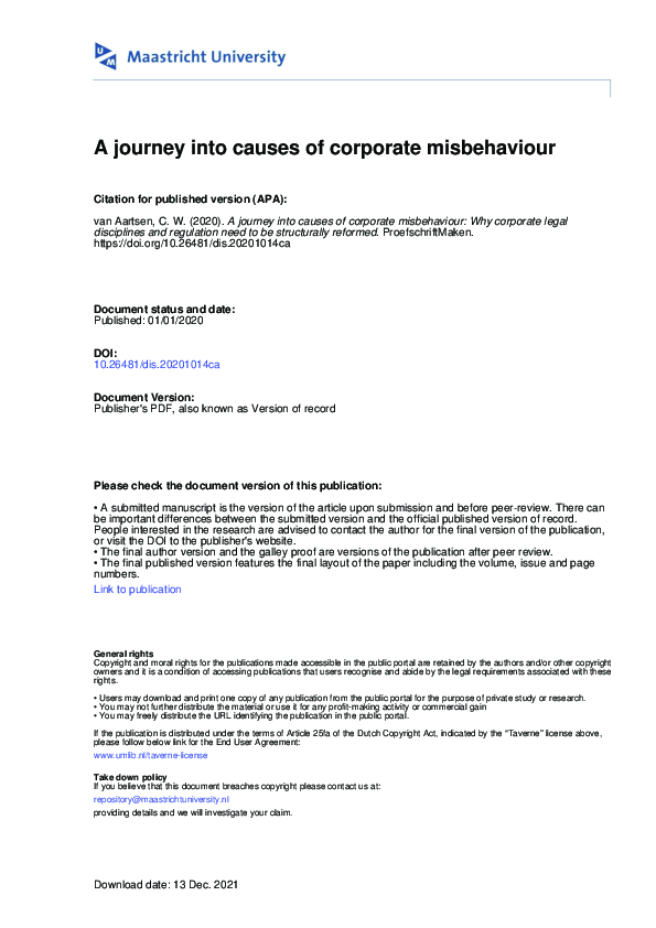 (PDF) A journey into causes of corporate misbehaviour