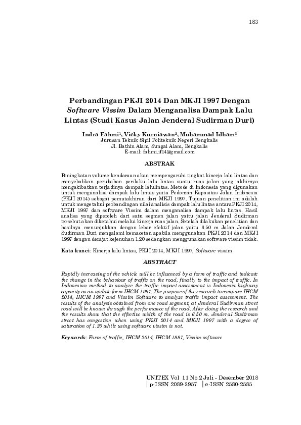 (PDF) Perbandingan PKJI 2014 Dan MKJI 1997 Dengan Software Vissim Dalam ...
