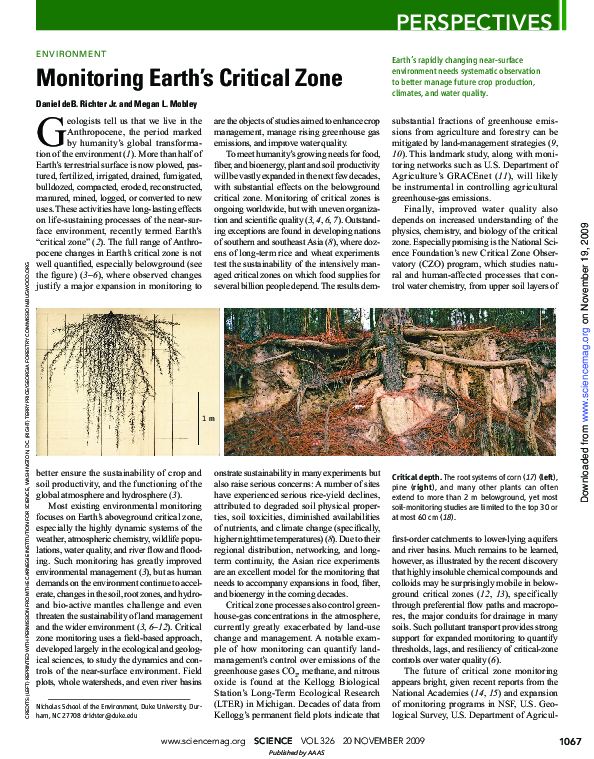 (PDF) Monitoring Earth's Critical Zone