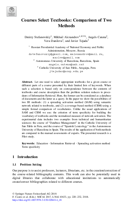 (PDF) Courses Select Textbooks: Comparison of Two Methods | angels ...