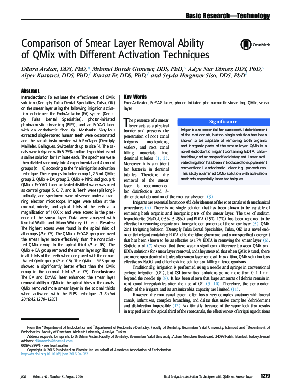 (PDF) Comparison of Smear Layer Removal Ability of QMix with Different ...