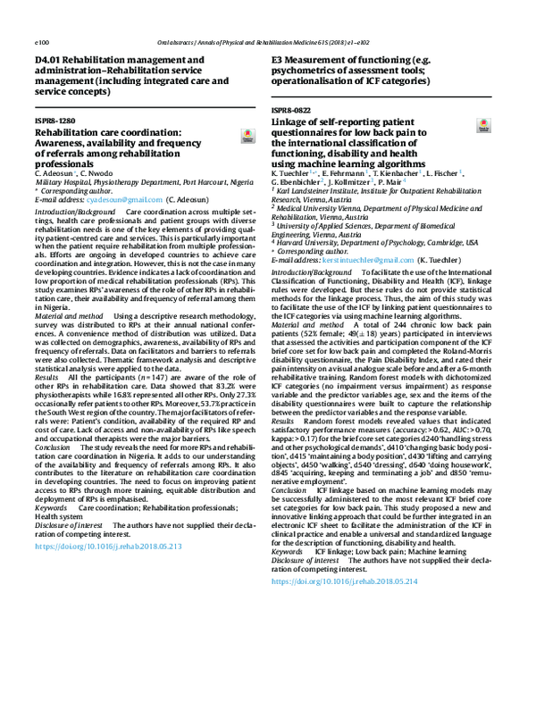 (PDF) Linkage of self-reporting patient questionnaires for low back pain to the international ...
