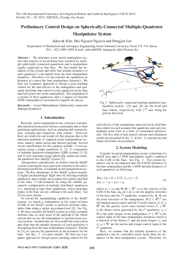 (PDF) Preliminary control design on spherically-connected multiple-quadrotor manipulator system ...
