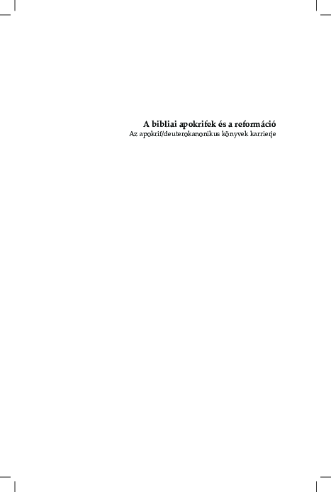 (PDF) A bibliai apokrifek és a reformáció. Az apokrif/deuterokanonikus ...