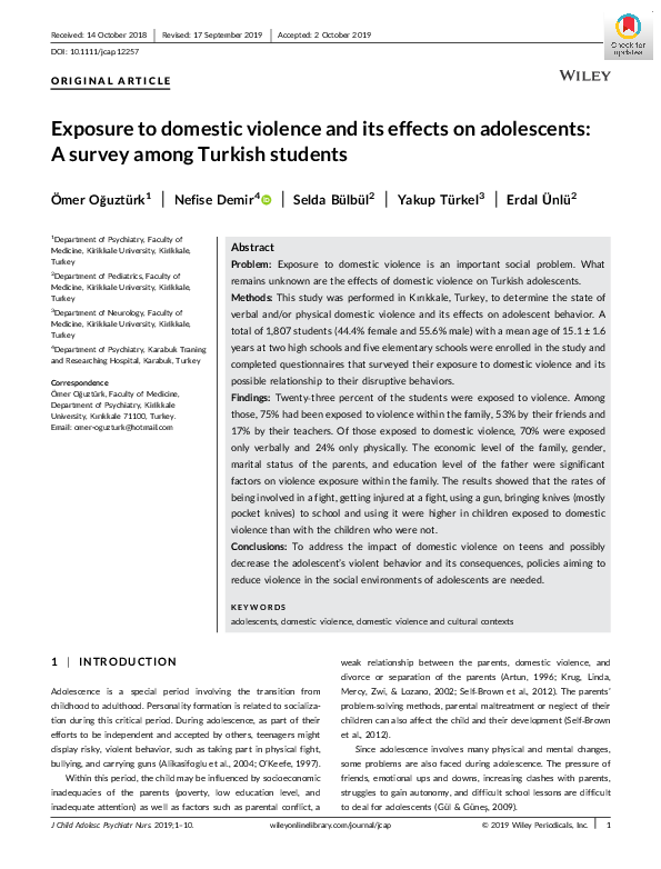 (PDF) Exposure to domestic violence and its effects on adolescents: A ...