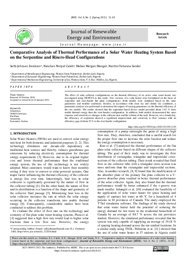 (PDF) Comparative Analysis of Thermal Performance of a Solar Water ...