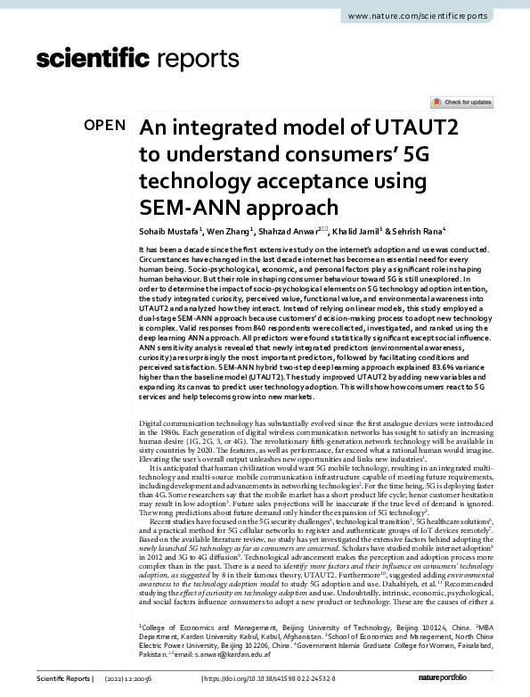 (PDF) An integrated model of UTAUT2 to understand consumers' 5G technology acceptance using SEM ...