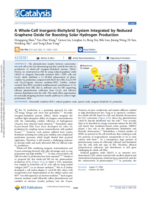 (PDF) A Whole-Cell Inorganic-Biohybrid System Integrated by Reduced ...