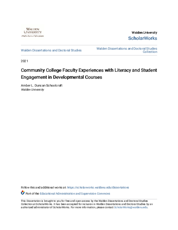 (PDF) Community College Faculty Experiences with Literacy and Student ...