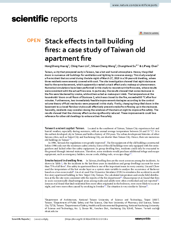 (PDF) Stack effects in tall building fires: a case study of Taiwan old ...