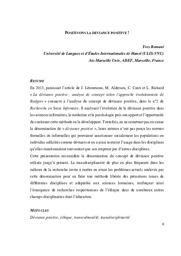 (PDF) Positivons La Deviance Positive
