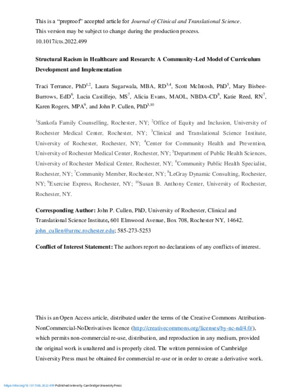 (PDF) Structural Racism in Healthcare and Research: A Community-Led ...