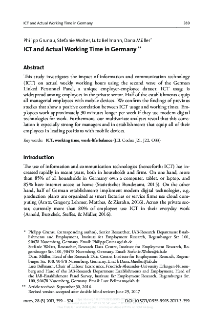(PDF) ICT and Actual Working Time in Germany